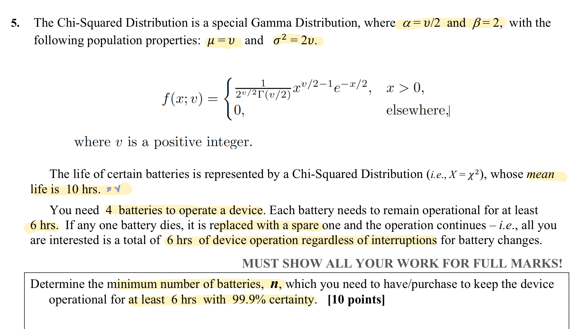 Solved The Chi-Squared Distribution is a special Gamma | Chegg.com