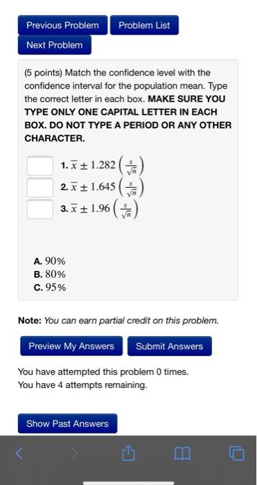 Solved Problem List Previous Problem Next Problem 5 Points