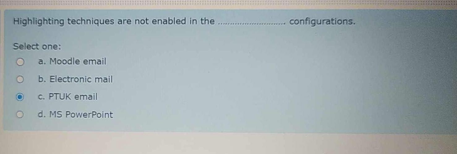 Solved Highlighting techniques are not enabled in the | Chegg.com