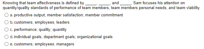 Solved Knowing that team effectiveness is defined by, | Chegg.com