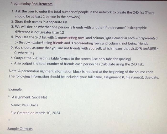 Solved Programming Assignment 4 - SocialNet Due Wednesday by | Chegg.com