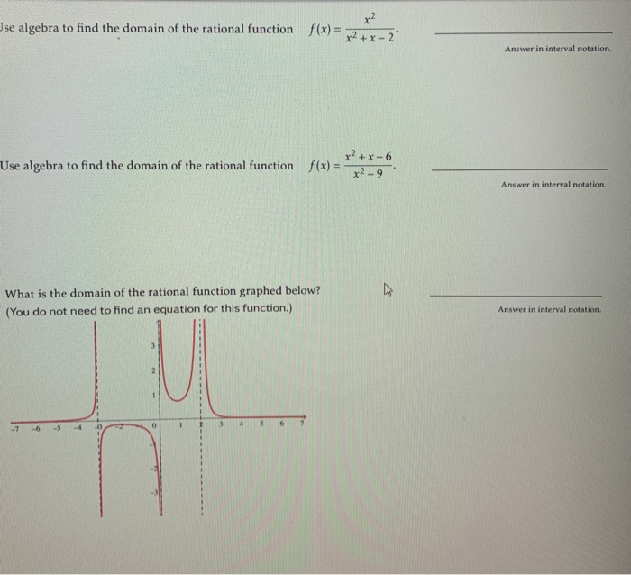 Solved Use algebra to find the domain of the rational | Chegg.com
