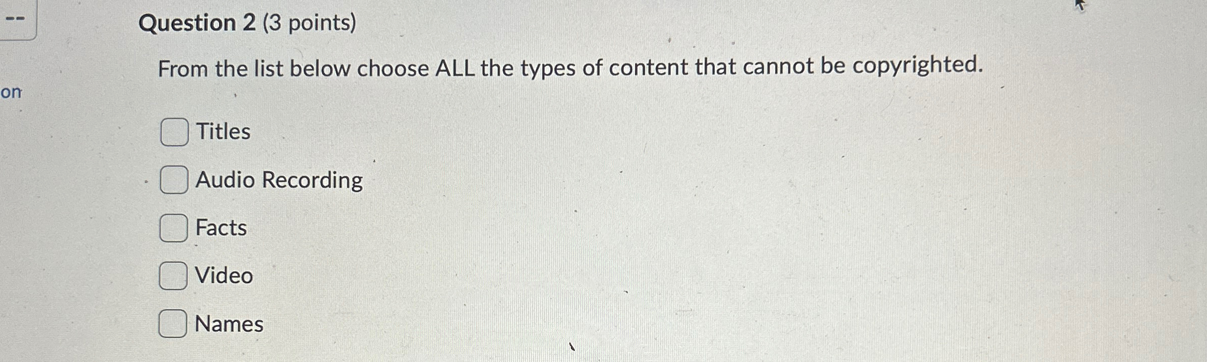 Question 2 (3 ﻿points)From the list below choose ALL | Chegg.com