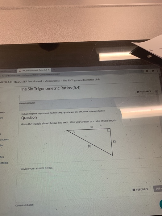 Solved MATH-143-416 2019FA Precalculus I Assignments > The | Chegg.com