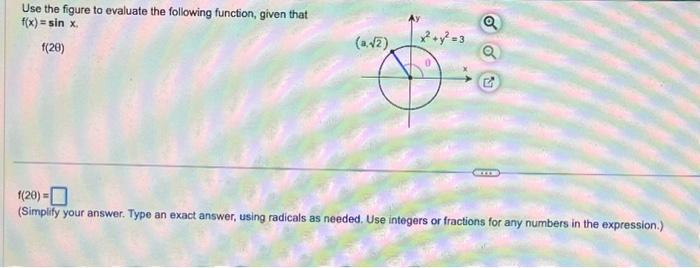 Solved Use the figure to evaluate the following function, | Chegg.com