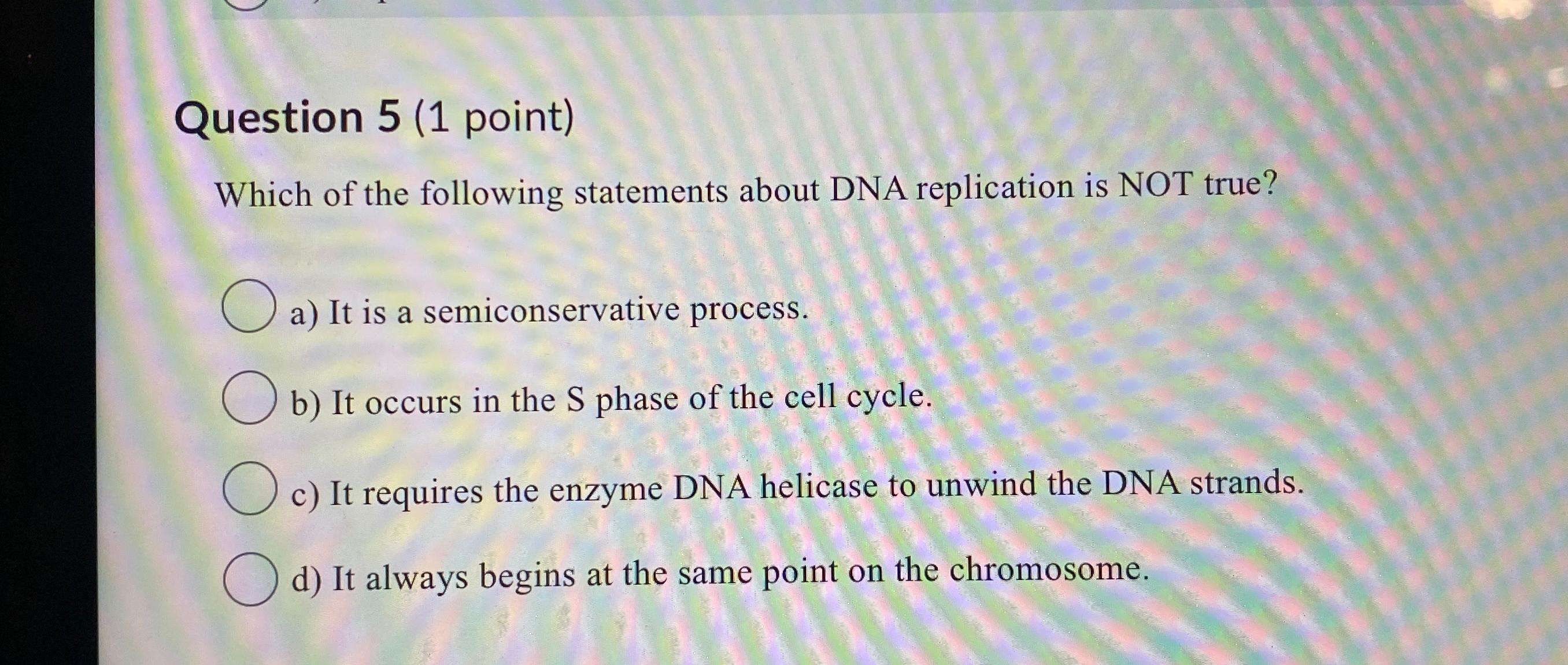 Solved Question 5 (1 ﻿point)Which of the following | Chegg.com