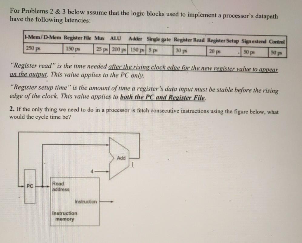 For Problems 2 And 3 Below Assume That The Logic Blocks 