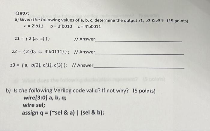 Q#07: a) Given the following values of a,b,c, | Chegg.com