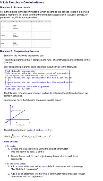 Solved 5. Lab Exercise -- C++ Inheritance Question 1 - | Chegg.com