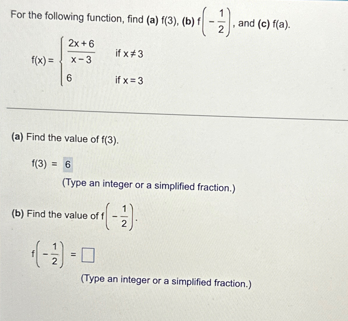 Solved For the following function, find (a) f(3),(b)f(-12), | Chegg.com