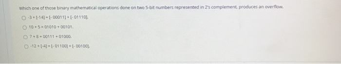 Solved Which One Of Those Binary Mathematical Operations 9238