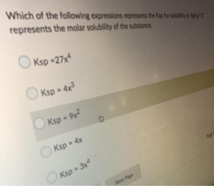 Solved Which of the following expressions represents the Ksp | Chegg.com