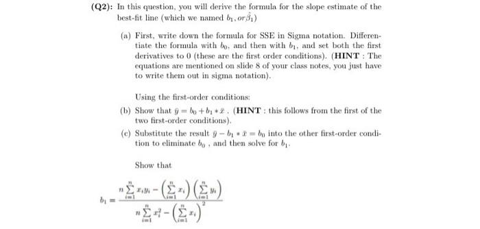 Solved : (Q2): In this question, you will derive the formula | Chegg.com
