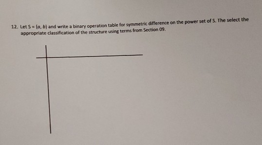Solved 12 Let S A B And Write A Binary Operation Table 9719