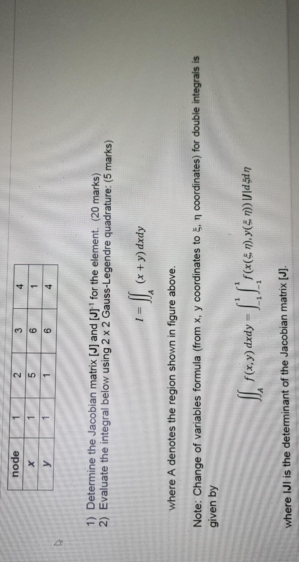 Solved A 4 Noded Quadrilateral Element Is Shown Below The