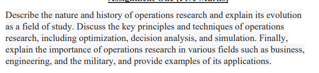 Solved Describe the nature and history of operations | Chegg.com