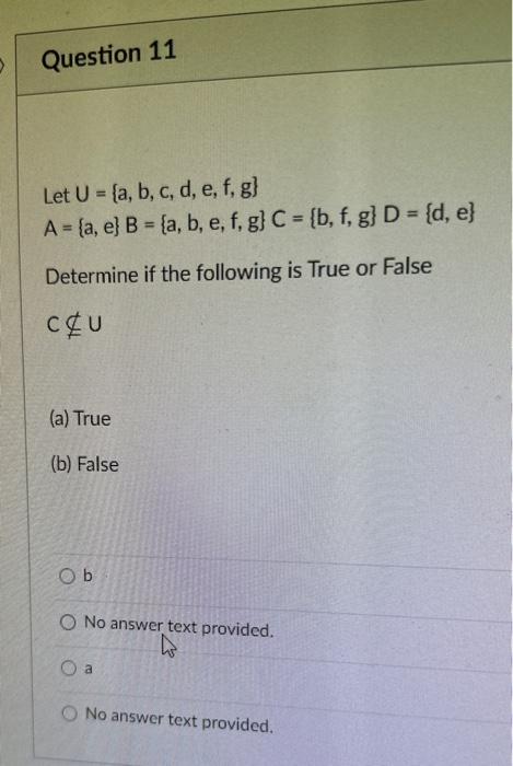 Solved Let U={a,b,c,d,e,f,g} | Chegg.com | Chegg.com