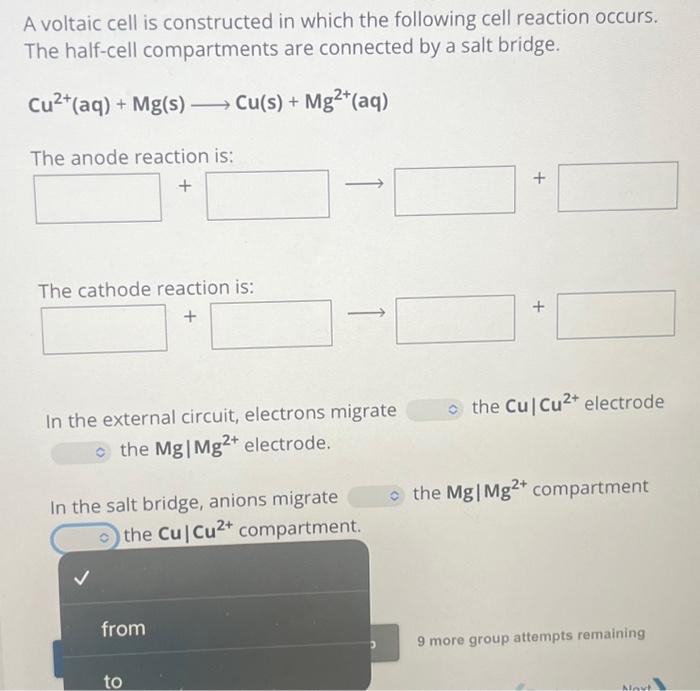 Solved A voltaic cell is constructed in which the following | Chegg.com
