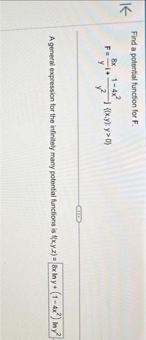 Solved Find a potential function for F. | Chegg.com