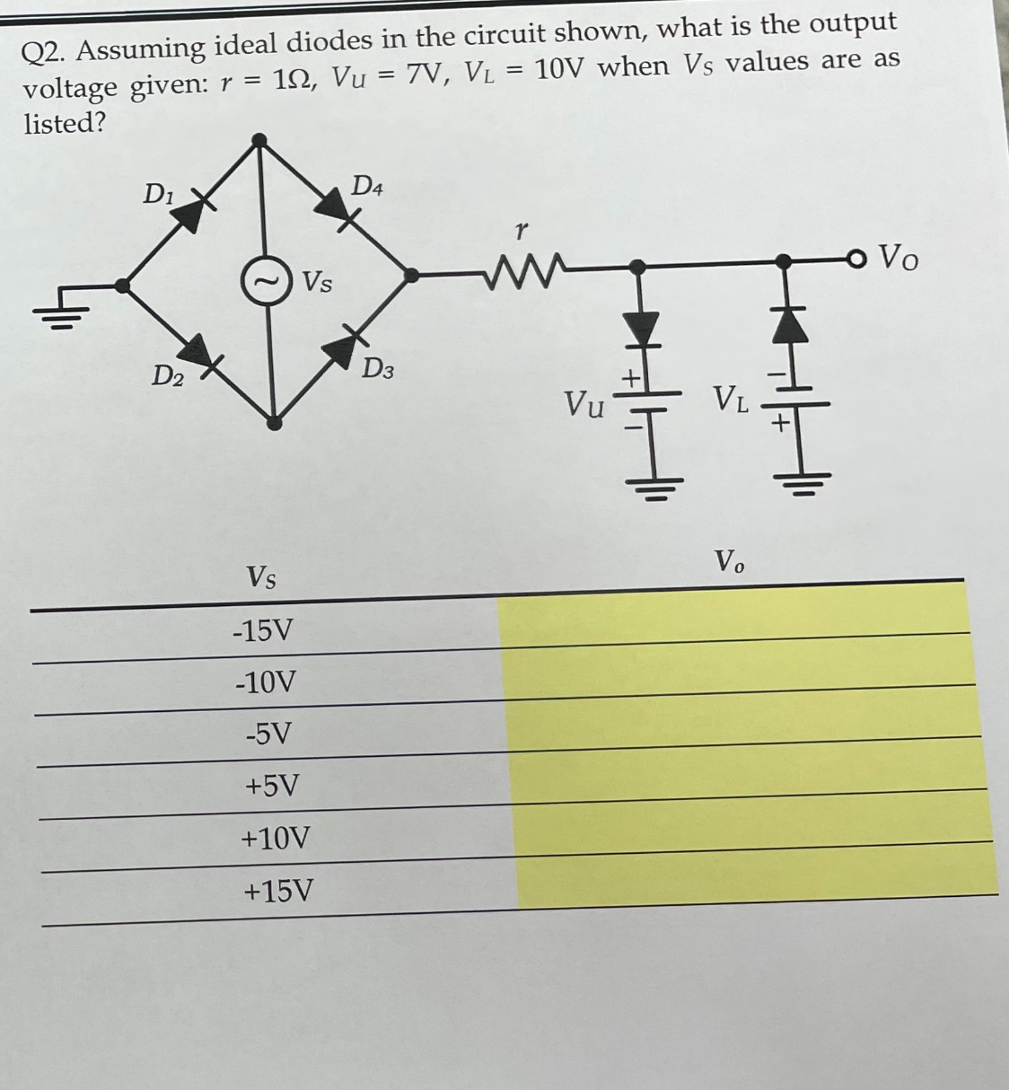 Solved Q2. ﻿Assuming ideal diodes in the circuit shown, what | Chegg.com