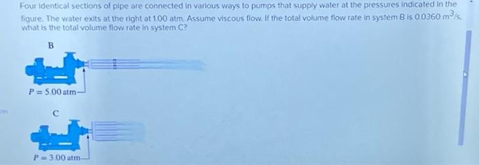 Solved Four identical sections of pipe are connected in | Chegg.com