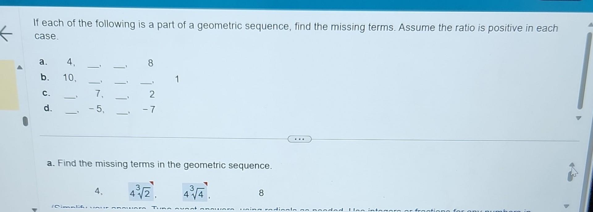Solved If each of the following is a part of a geometric | Chegg.com
