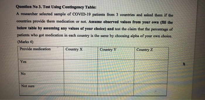 Question No 3. Test Using Contingency Table: A | Chegg.com