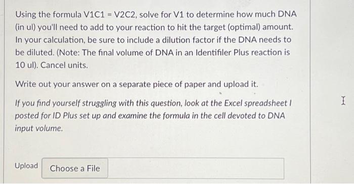 Using the formula V1C1=V2C2, solve for V1 to | Chegg.com