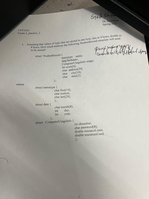 1. Assuming that values of type char are stored in | Chegg.com