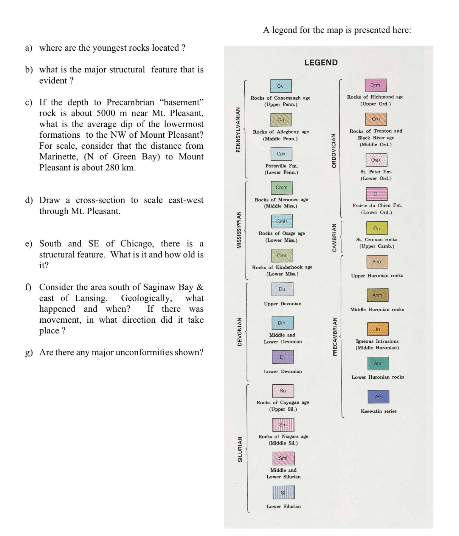 Solved A legend for the map is presented here:a) ﻿where are | Chegg.com