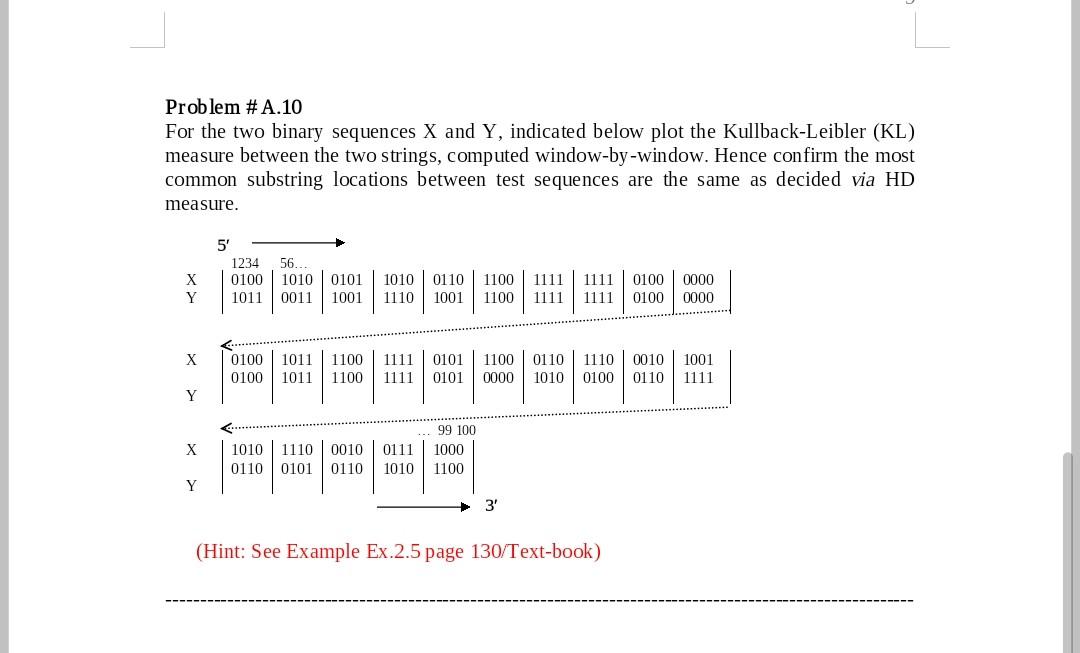 Solved Problem # A.10 For the two binary sequences X and Y, | Chegg.com