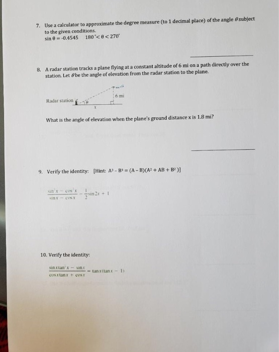 Solved 7. Use a calculator to approximate the degree measure | Chegg.com