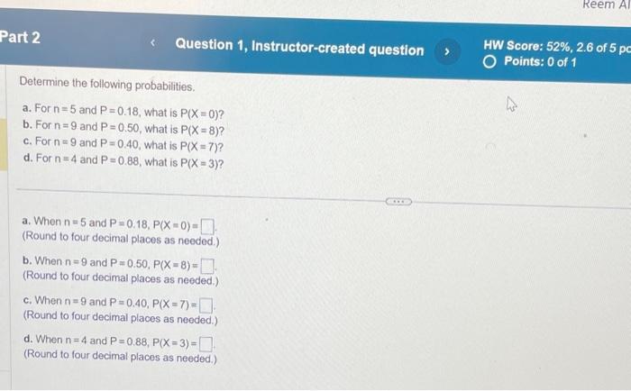 Solved Part 2 Question 1, Instructor-created question | Chegg.com