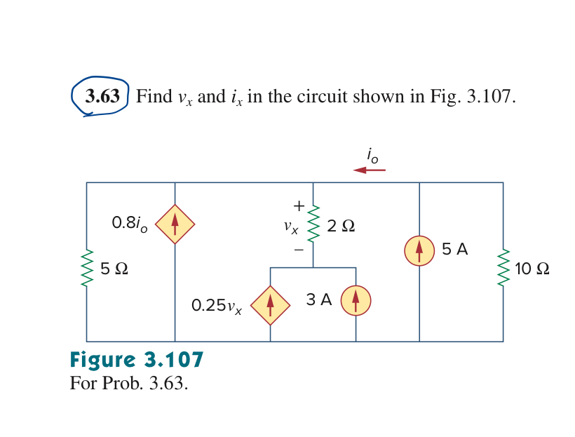 Solved 3.63 ﻿Find vx ﻿and ix ﻿in the circuit shown in Fig. | Chegg.com
