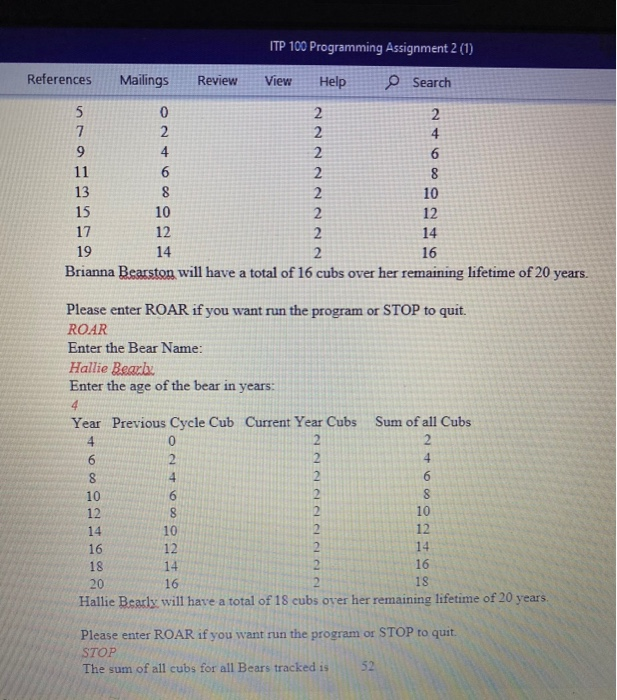 Itp 100 Programming Assignment 2 According To