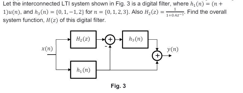 Solved Let the interconnected LTI system shown in Fig. 3 ﻿is | Chegg.com