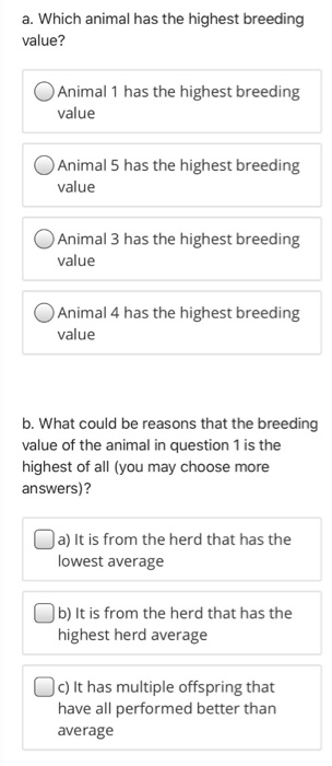 Solved In practice, breeding value estimation is performed | Chegg.com
