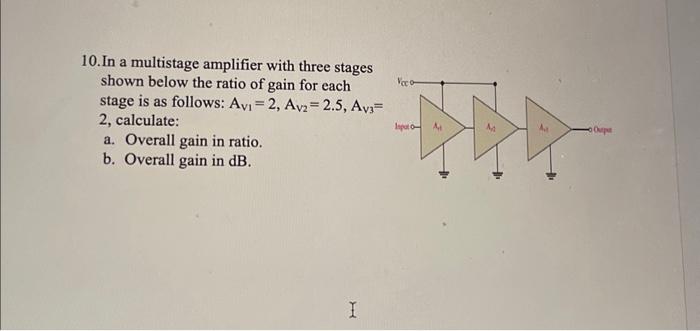 Solved 10. In a multistage amplifier with three stages shown | Chegg.com