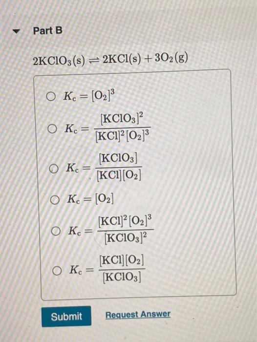 Solved Choose an equilibrium expression for each of the | Chegg.com
