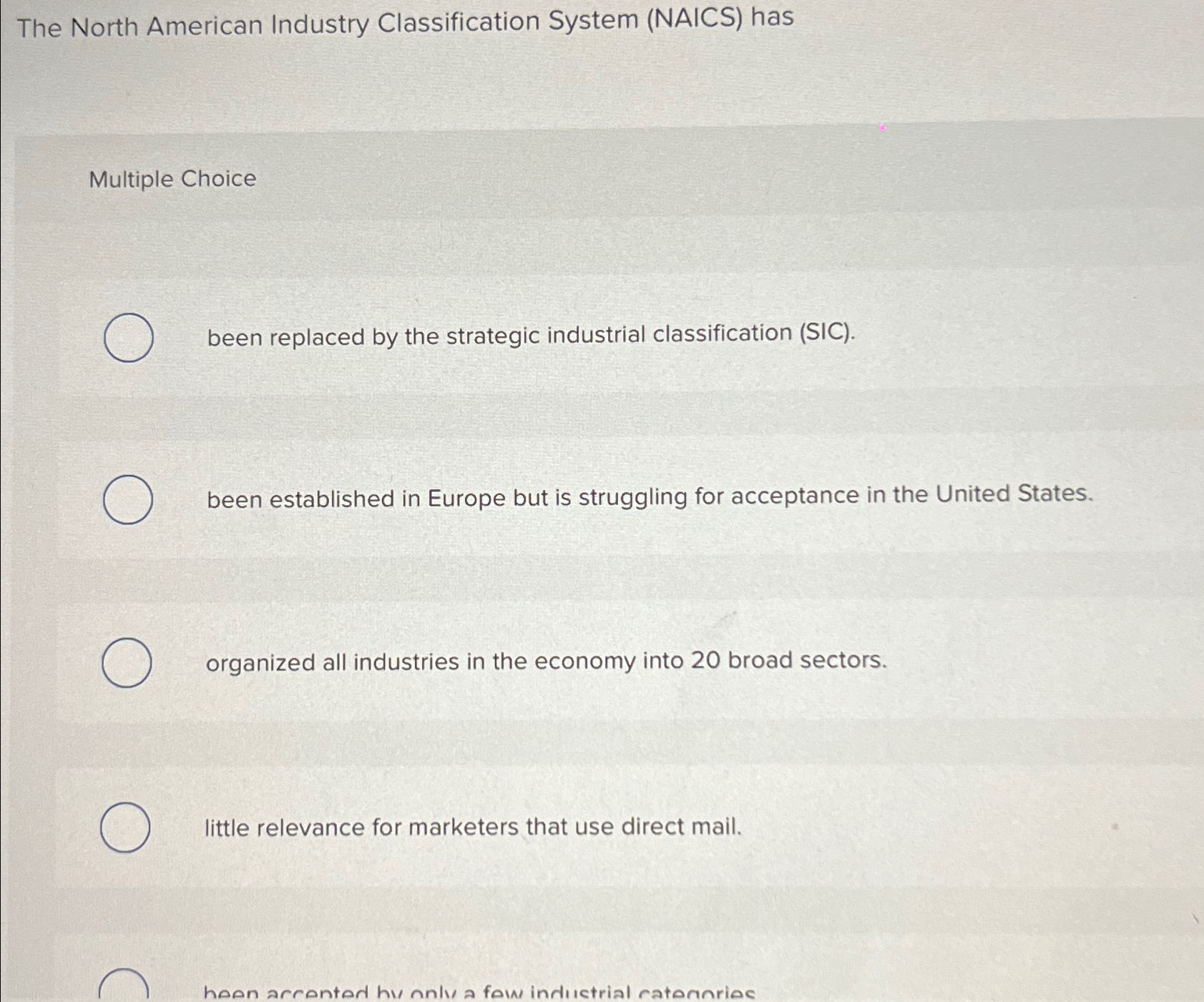 Solved The North American Industry Classification System | Chegg.com