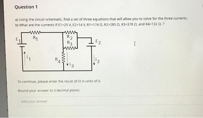 Solved a) Using the circuit schematic, find a set of three | Chegg.com ...