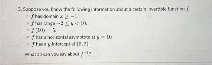 Solved 3. Suppose you know the following information about a | Chegg.com