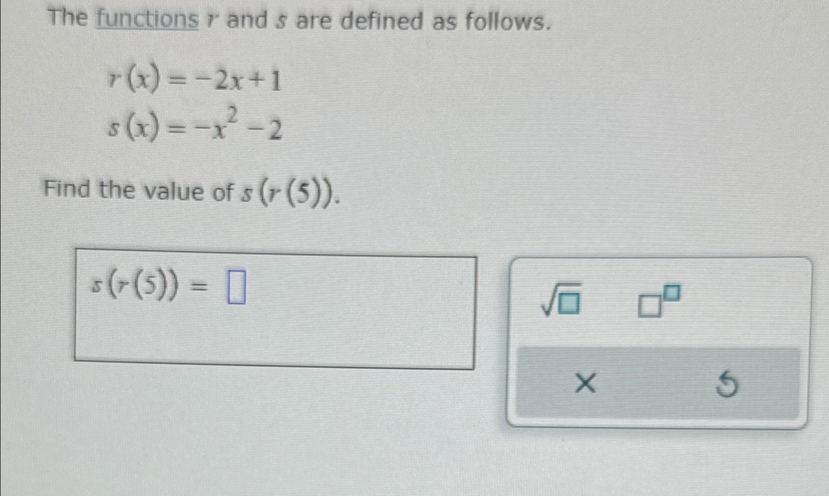 Solved The functions r ﻿and s ﻿are defined as | Chegg.com