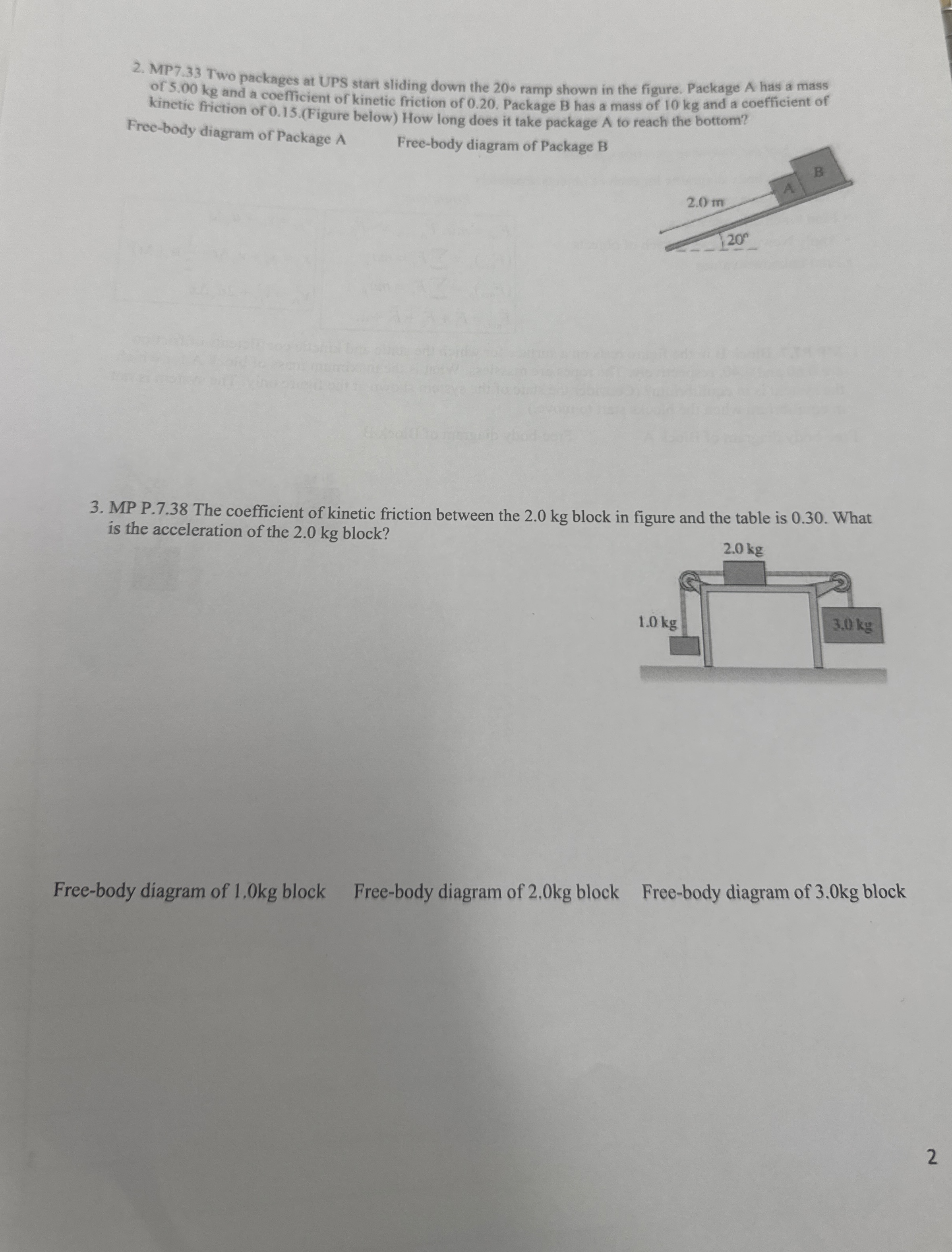 Solved MP7.33 ﻿Two packages at UPS start sliding down the | Chegg.com