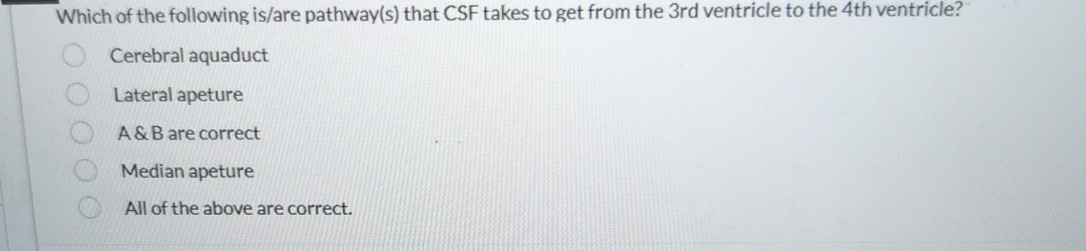 Solved Which of the following is/are pathway(s) ﻿that CSF | Chegg.com