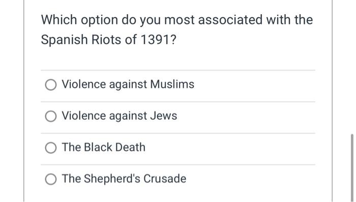Solved Which option do you most associated with the Spanish | Chegg.com