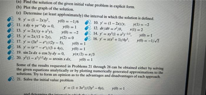 Solved (a) Find the solution of the given initial value | Chegg.com