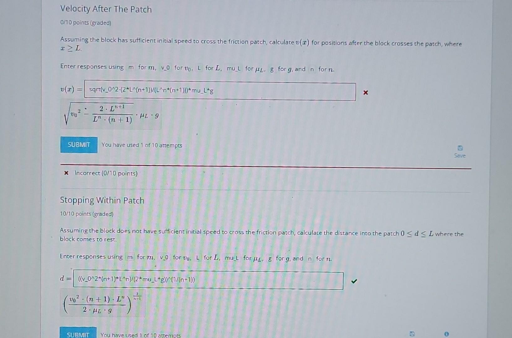 Solved In one dimension a block of mass m with initial | Chegg.com