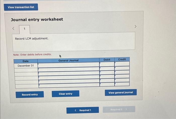 Solved Required: 1. Compute the lower of cost or market for | Chegg.com