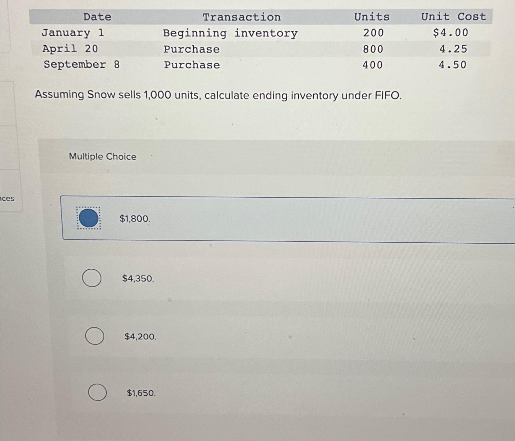 Solved \table[[Date,Transaction,Units,Unit Cost],[January | Chegg.com